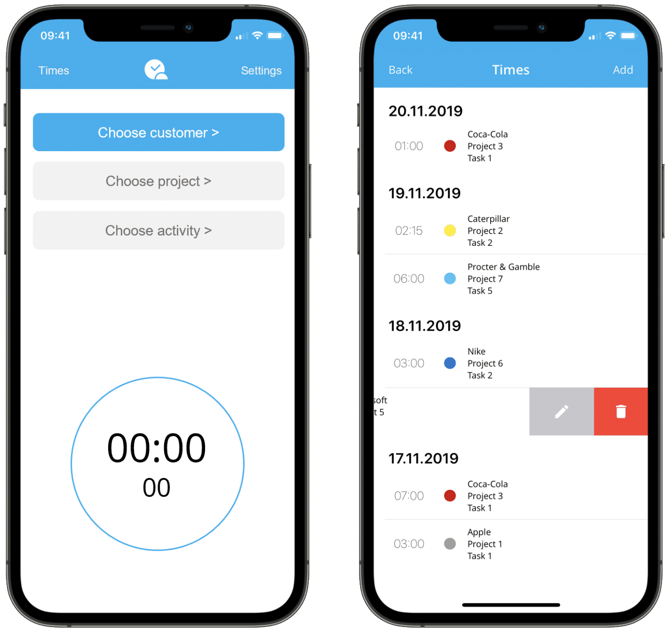 iOS Time Tracking App | timeBuzzer