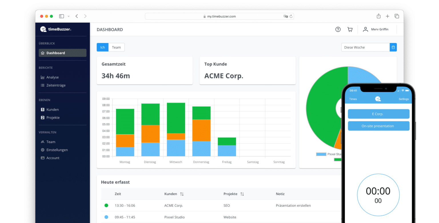 Zeiterfassung-App für Windows | timeBuzzer